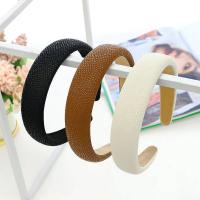 China PU Leather Sponge Headband 3cm Soft Comfortable Hair Band for Women Girls Daily Use for sale