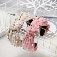 China Wholesale Fabric Knot Pearl Headband for Women 7cm Non Slip Hair Accessories for sale
