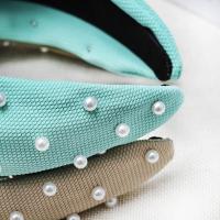 China Wholesale Fabric Knot Pearl Headband for Women 7cm Non Slip Hair Accessories for sale