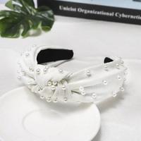 China Wholesale Fabric Knot Pearl Headband for Women 7cm Non Slip Hair Accessories for sale