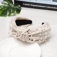 China Wholesale Fabric Knot Pearl Headband for Women 7cm Non Slip Hair Accessories for sale