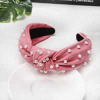 China Wholesale Fabric Knot Pearl Headband for Women 7cm Non Slip Hair Accessories for sale