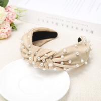 China Wholesale Fabric Knot Pearl Headband for Women 7cm Non Slip Hair Accessories for sale