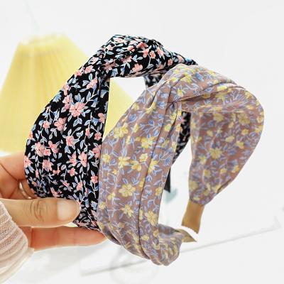 China Fabric Hair Band for Women 6.5cm Soft Anti-Slip Flower Headband Korean Style for sale