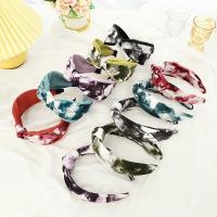 China Tie Dyed Fabric Cross Knot Headband for Women 6cm Width 38g Soft Non Slip Hairband for sale