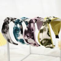 China Tie Dyed Fabric Cross Knot Headband for Women 6cm Width 38g Soft Non Slip Hairband for sale