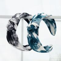 China Tie Dyed Fabric Cross Knot Headband for Women 6cm Width 38g Soft Non Slip Hairband for sale