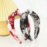 China Tie Dyed Fabric Cross Knot Headband for Women 6cm Width 38g Soft Non Slip Hairband for sale