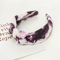 China Tie Dyed Fabric Cross Knot Headband for Women 6cm Width 38g Soft Non Slip Hairband for sale