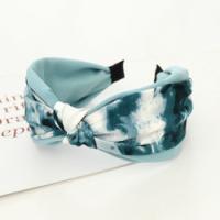 China Tie Dyed Fabric Cross Knot Headband for Women 6cm Width 38g Soft Non Slip Hairband for sale