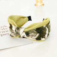 China Tie Dyed Fabric Cross Knot Headband for Women 6cm Width 38g Soft Non Slip Hairband for sale