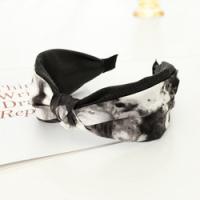 China Tie Dyed Fabric Cross Knot Headband for Women 6cm Width 38g Soft Non Slip Hairband for sale