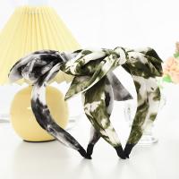 China Fabric Bow Hairband for Women 5cm Wide Tie Dyed Headband Soft Stretchy Hair Accessory for sale