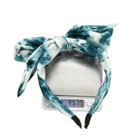 China Fabric Bow Hairband for Women 5cm Wide Tie Dyed Headband Soft Stretchy Hair Accessory for sale