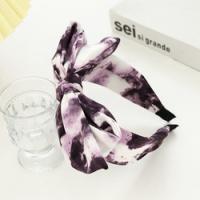 China Fabric Bow Hairband for Women 5cm Wide Tie Dyed Headband Soft Stretchy Hair Accessory for sale