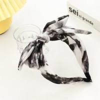 China Fabric Bow Hairband for Women 5cm Wide Tie Dyed Headband Soft Stretchy Hair Accessory for sale