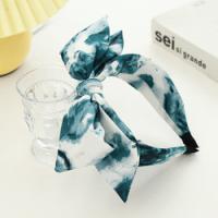 China Fabric Bow Hairband for Women 5cm Wide Tie Dyed Headband Soft Stretchy Hair Accessory for sale