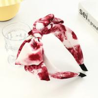 China Fabric Bow Hairband for Women 5cm Wide Tie Dyed Headband Soft Stretchy Hair Accessory for sale