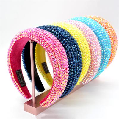 China Luxury Crystal Hairband Korean Fashion Headband Handmade Non Slip Headband for Women 13 Colors 75g for sale