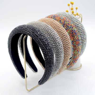 China Luxury Rhinestone Hairband for Women Velvet Faux Diamond Headband 6 Colors 125g for sale