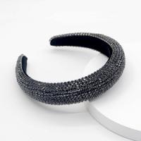 China Luxury Rhinestone Hairband for Women Velvet Faux Diamond Headband 6 Colors 125g for sale