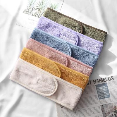 China Stretch Coral Velvet Spa Headband 63x8cm Washable Face Wash Hair Wrap for Salon for sale