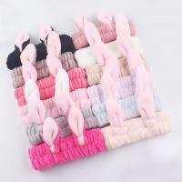 China Coral Fleece Cat Rabbit Bunny Ears Headband Elastic 7.5 Inch Stretch to 13 Inch for Women Makeup Wash Face for sale