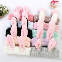 China Coral Fleece Cat Rabbit Bunny Ears Headband Elastic 7.5 Inch Stretch to 13 Inch for Women Makeup Wash Face for sale