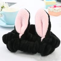 China Coral Fleece Cat Rabbit Bunny Ears Headband Elastic 7.5 Inch Stretch to 13 Inch for Women Makeup Wash Face for sale