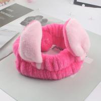 China Coral Fleece Cat Rabbit Bunny Ears Headband Elastic 7.5 Inch Stretch to 13 Inch for Women Makeup Wash Face for sale