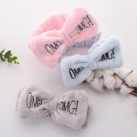China Plush Bow Headband for Girls Coral Fleece OMG Letters Hair Accessory 20pcs MOQ for sale