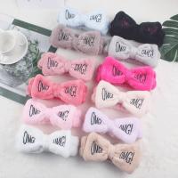 China Plush Bow Headband for Girls Coral Fleece OMG Letters Hair Accessory 20pcs MOQ for sale