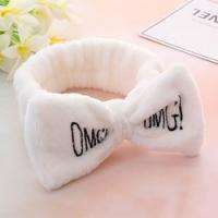 China Plush Bow Headband for Girls Coral Fleece OMG Letters Hair Accessory 20pcs MOQ for sale