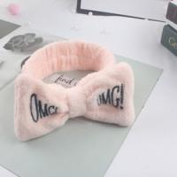 China Plush Bow Headband for Girls Coral Fleece OMG Letters Hair Accessory 20pcs MOQ for sale