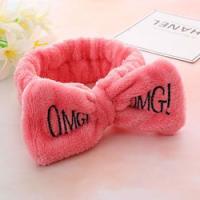 China Plush Bow Headband for Girls Coral Fleece OMG Letters Hair Accessory 20pcs MOQ for sale
