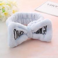 China Plush Bow Headband for Girls Coral Fleece OMG Letters Hair Accessory 20pcs MOQ for sale