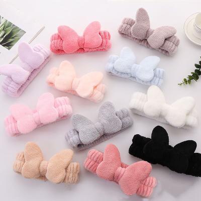 China Coral Fleece Bow Spa Headband 8 Pack Soft Fluffy Face Wash Hair Band for Women for sale