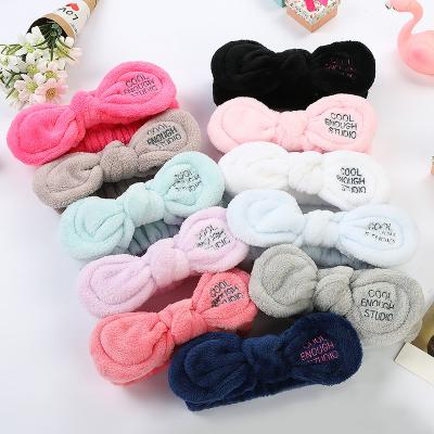 China Adjustable Elastic Hair Band Ties Facial Makeup Headbands Coral Fleece 20pcs for sale