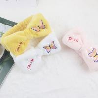 China Wholesale Cute Butterfly Bow Soft Plush Wash Face Hairband for Women Makeup Spa Hair Accessories for sale