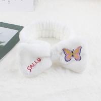 China Wholesale Cute Butterfly Bow Soft Plush Wash Face Hairband for Women Makeup Spa Hair Accessories for sale