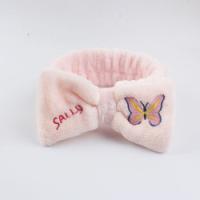 China Wholesale Cute Butterfly Bow Soft Plush Wash Face Hairband for Women Makeup Spa Hair Accessories for sale