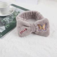 China Wholesale Cute Butterfly Bow Soft Plush Wash Face Hairband for Women Makeup Spa Hair Accessories for sale