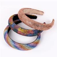 China Elastic Rhinestone Headband 3.5cm Wide Braided Beaded Hair Band for Women Girls Black Crystal for sale