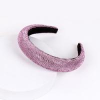 China Elastic Rhinestone Headband 3.5cm Wide Braided Beaded Hair Band for Women Girls Black Crystal for sale