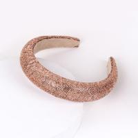 China Elastic Rhinestone Headband 3.5cm Wide Braided Beaded Hair Band for Women Girls Black Crystal for sale