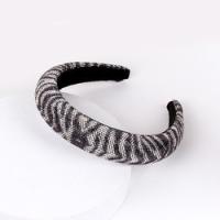 China Elastic Rhinestone Headband 3.5cm Wide Braided Beaded Hair Band for Women Girls Black Crystal for sale