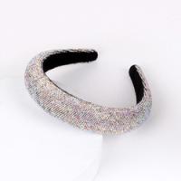 China Elastic Rhinestone Headband 3.5cm Wide Braided Beaded Hair Band for Women Girls Black Crystal for sale