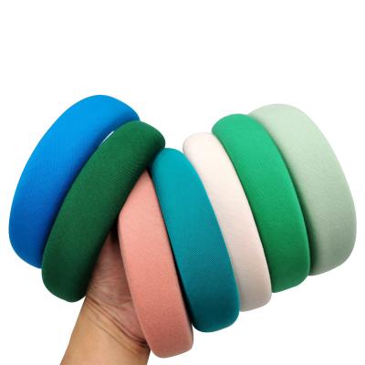 China Cotton Sponge Hairband 26 Colors Women Foam Headband 15cm Wide Padded Hair Accessories for sale