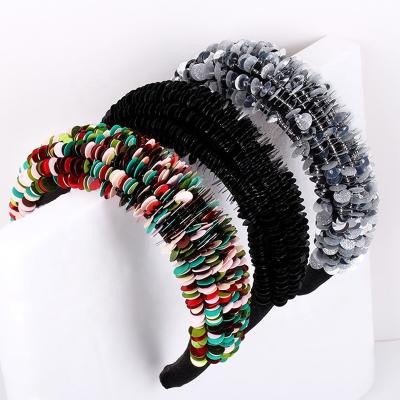 China Sequin Hair Band Headwear Bling Luxury Colorful 15x16cm Women Girls for sale