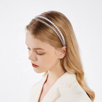 China Girls Luxury Crystal Pearl Rhinestone Braided Hair Band Headband 15x15cm for sale